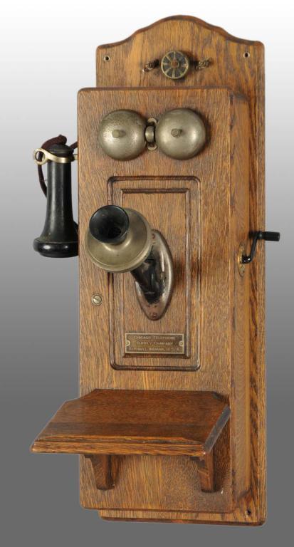 Vintage Oak Wall Telephone.
