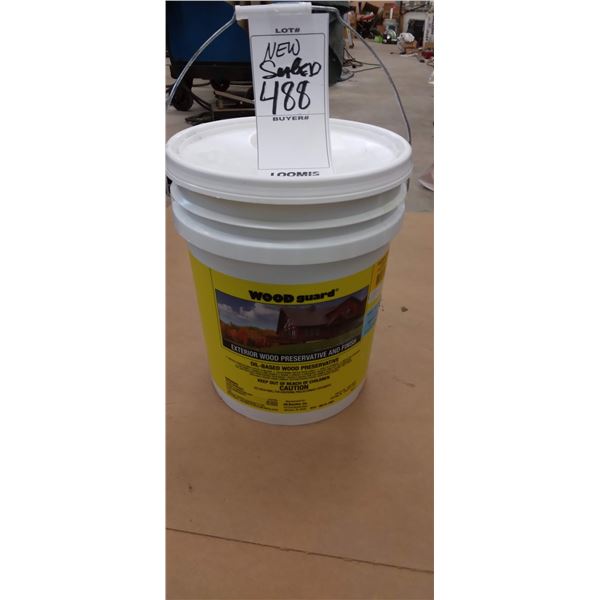 NEW, SEALED, 5 GAL. WOODGUARD EXTERIOR WOOD PRESERVATIVE AND FINISH