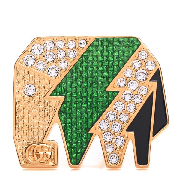 Gucci Metal Crystal Enamel Elephant Ring S Gold Multicolor