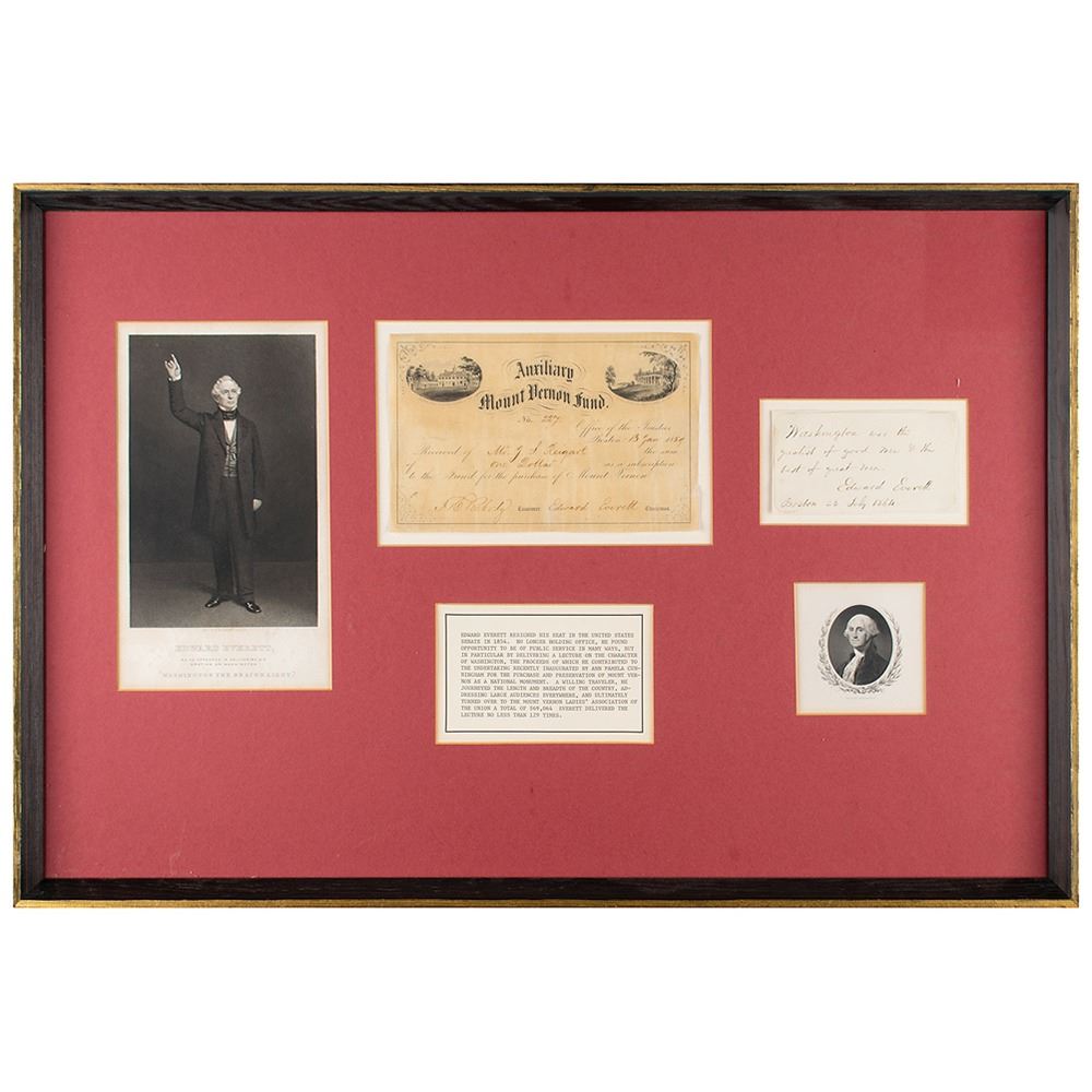 George Washington: Edward Everett Document Signed and Autograph ...