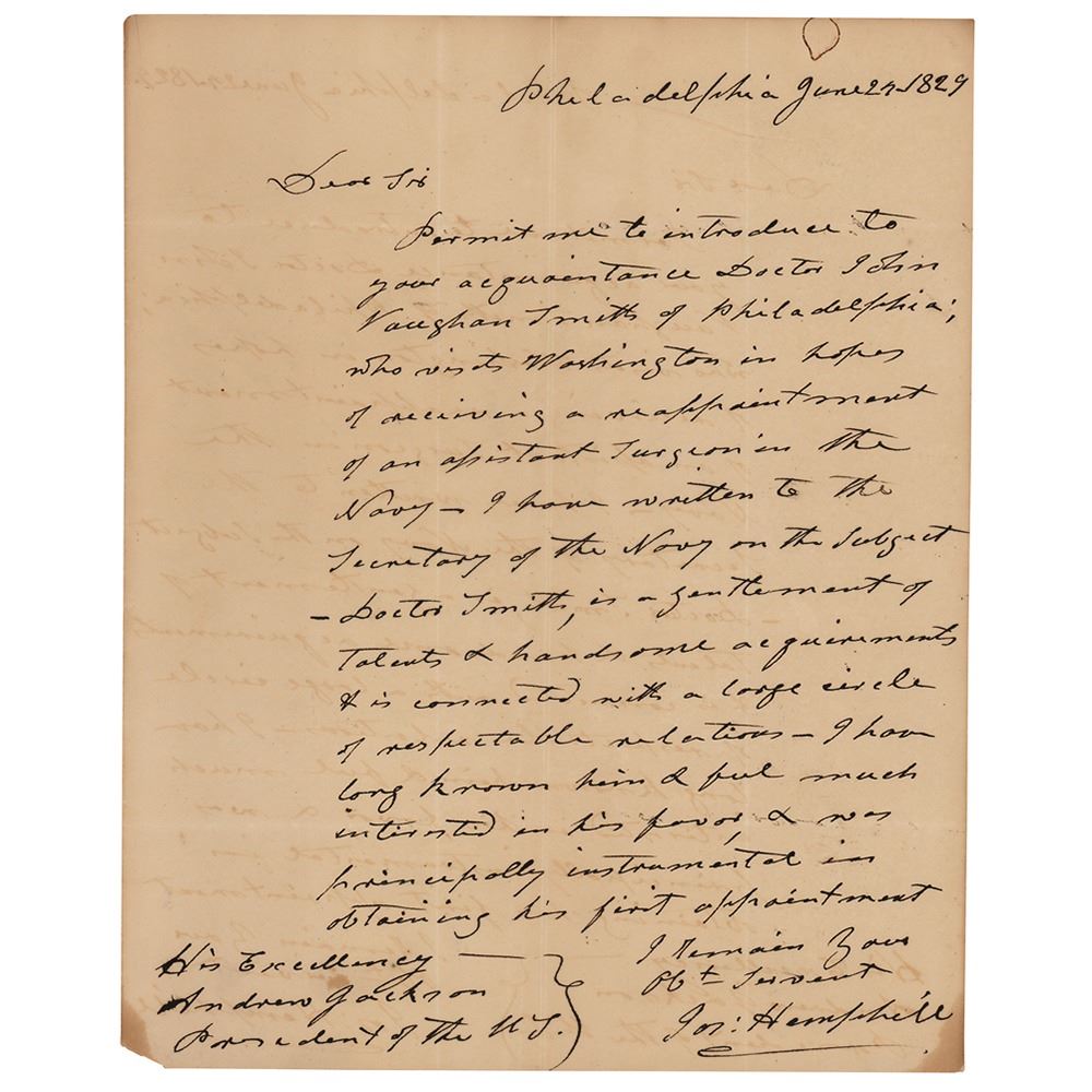 Andrew Jackson Autograph Endorsement Signed as President
