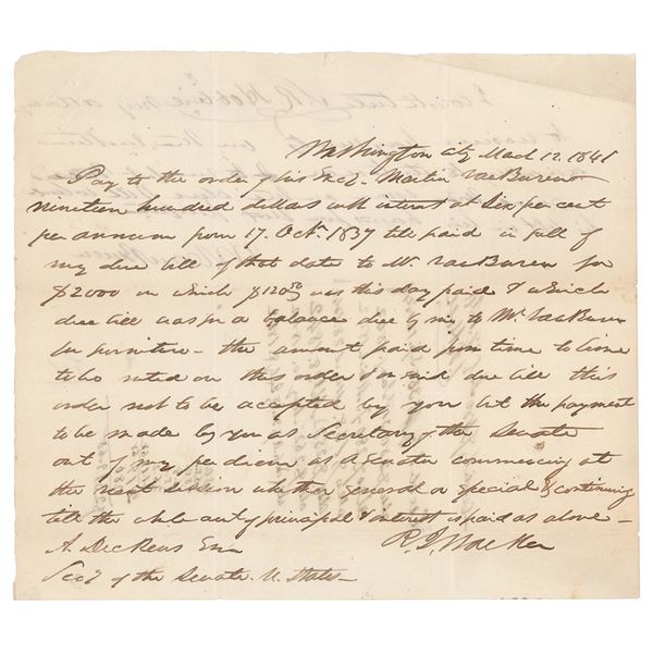 Martin Van Buren Autograph Endorsement Signed