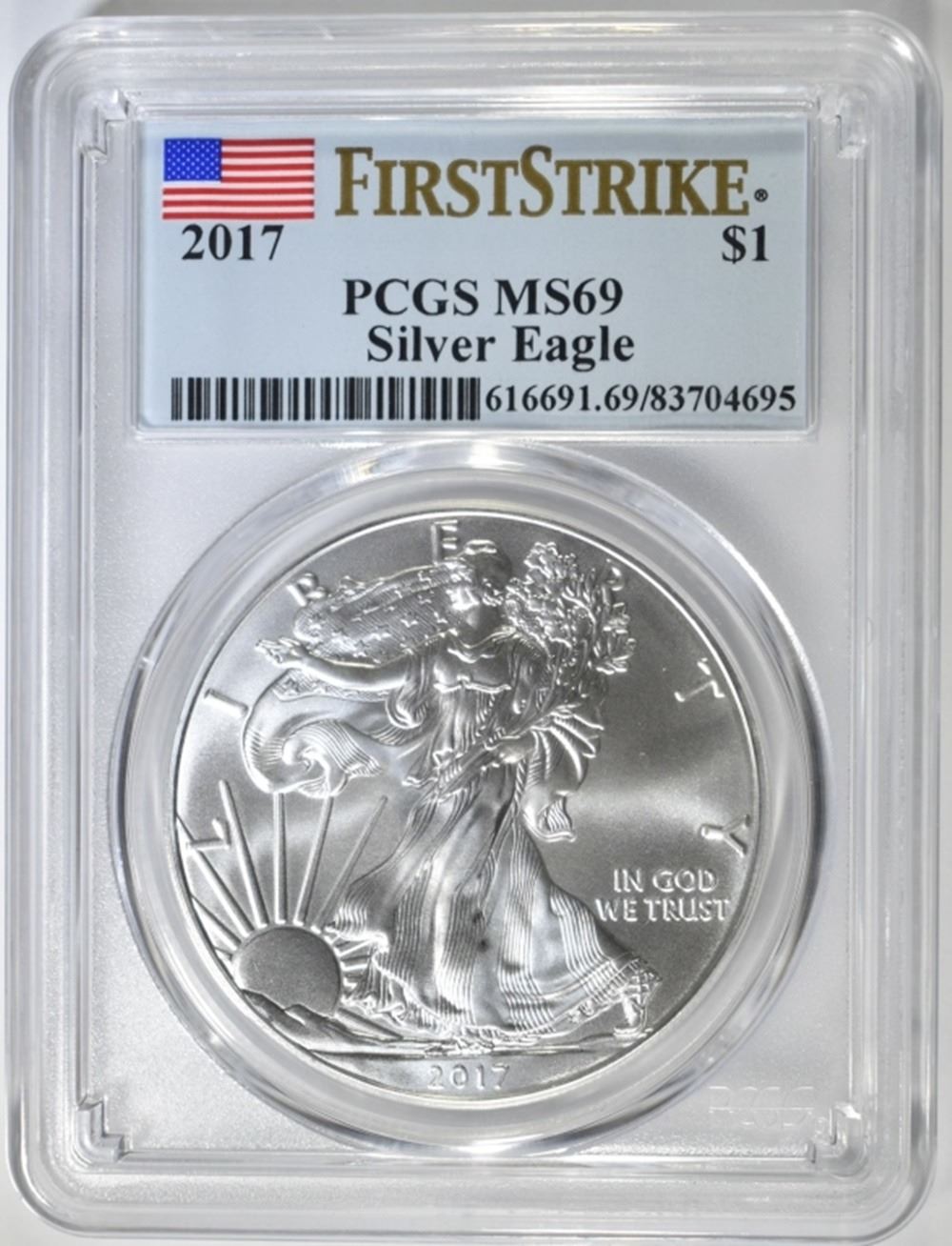 2017 AMERICAN SILVER EAGLE PCGS MS-69 FIRST STRIKE