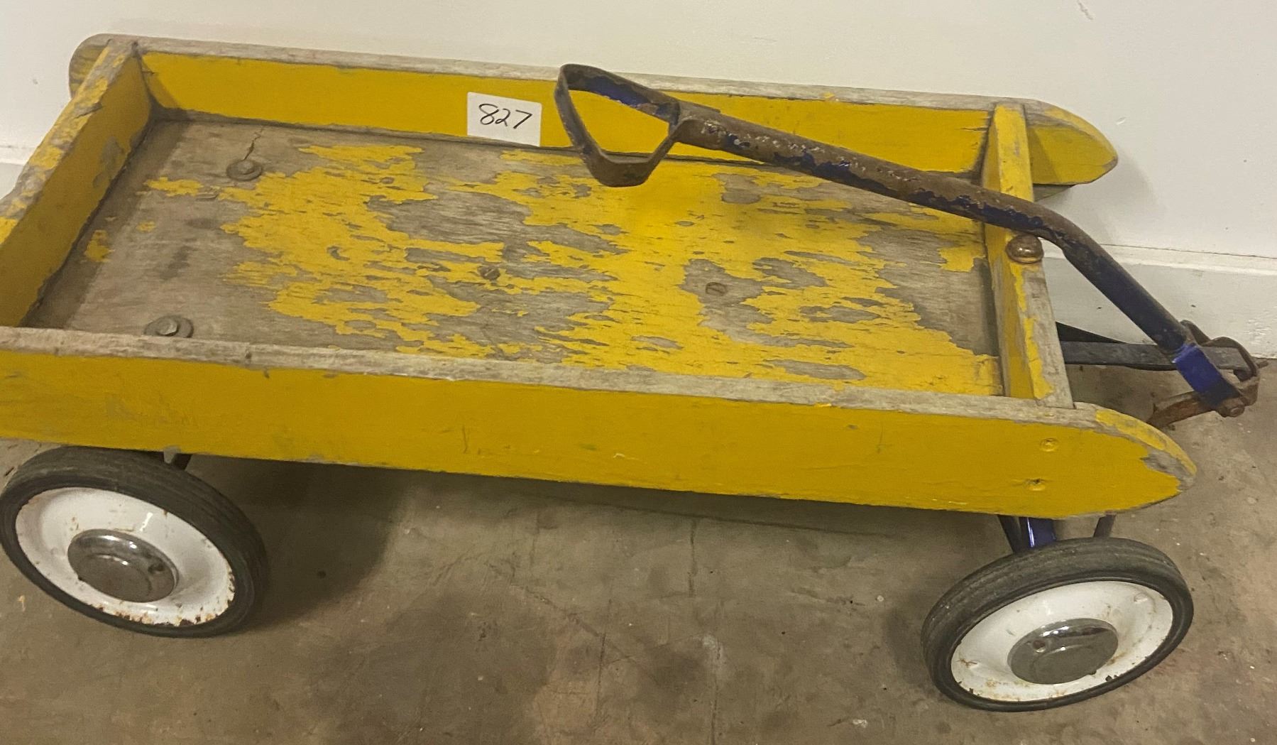 Childs Wooden Wagon, Original Hub Caps - Schmalz Auctions