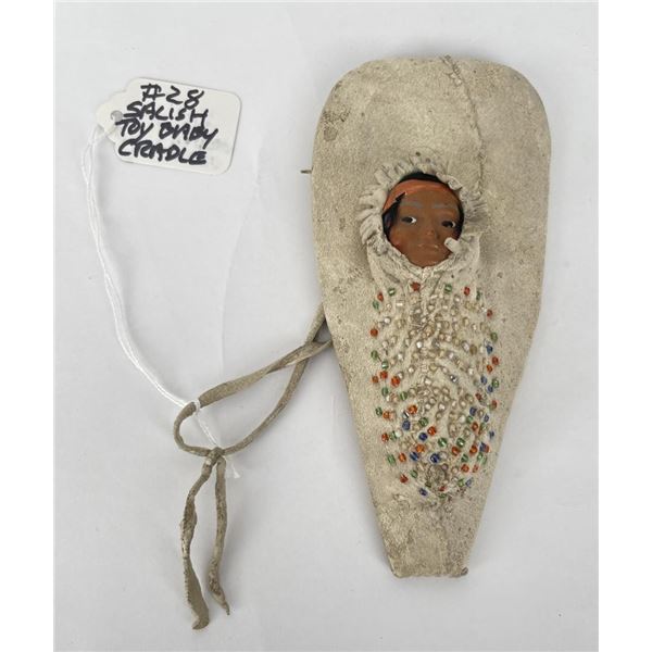 Montana Salish Indian Toy Beaded Baby Cradle