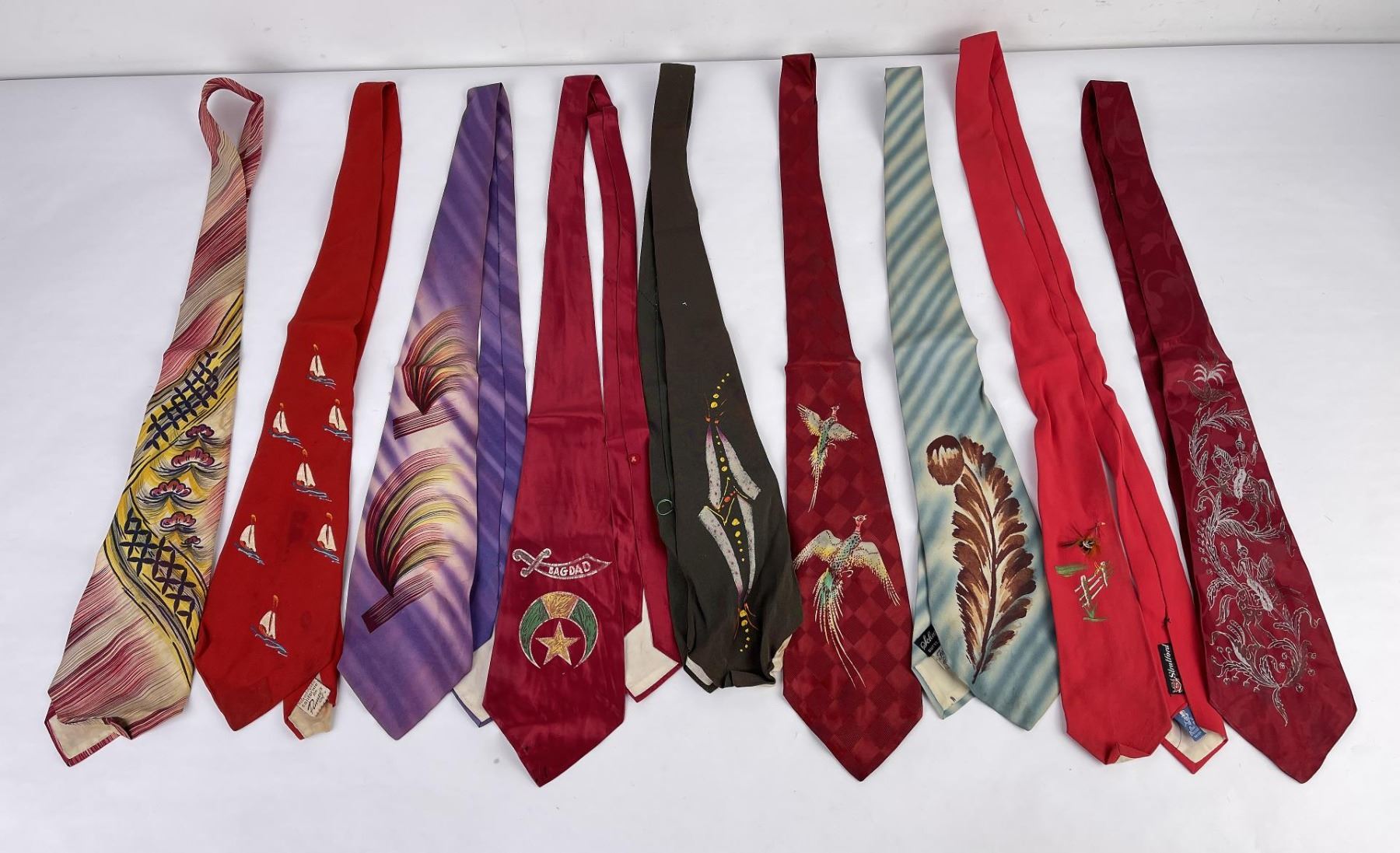 Nice Group of Art Deco Painted Ties