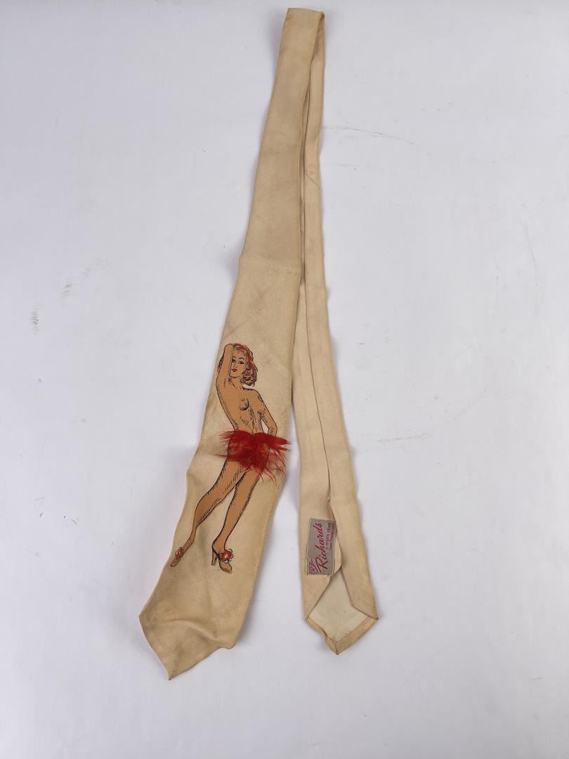 1940s Pin Up Painted Peek a Boo Risque Tie