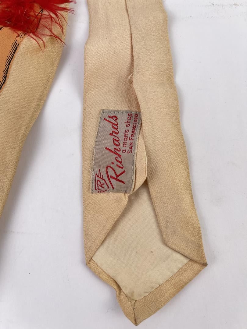 1940s Pin Up Painted Peek a Boo Risque Tie