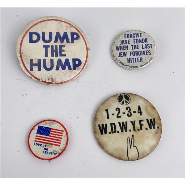 Lot of Pro and Anti-Vietnam War Buttons