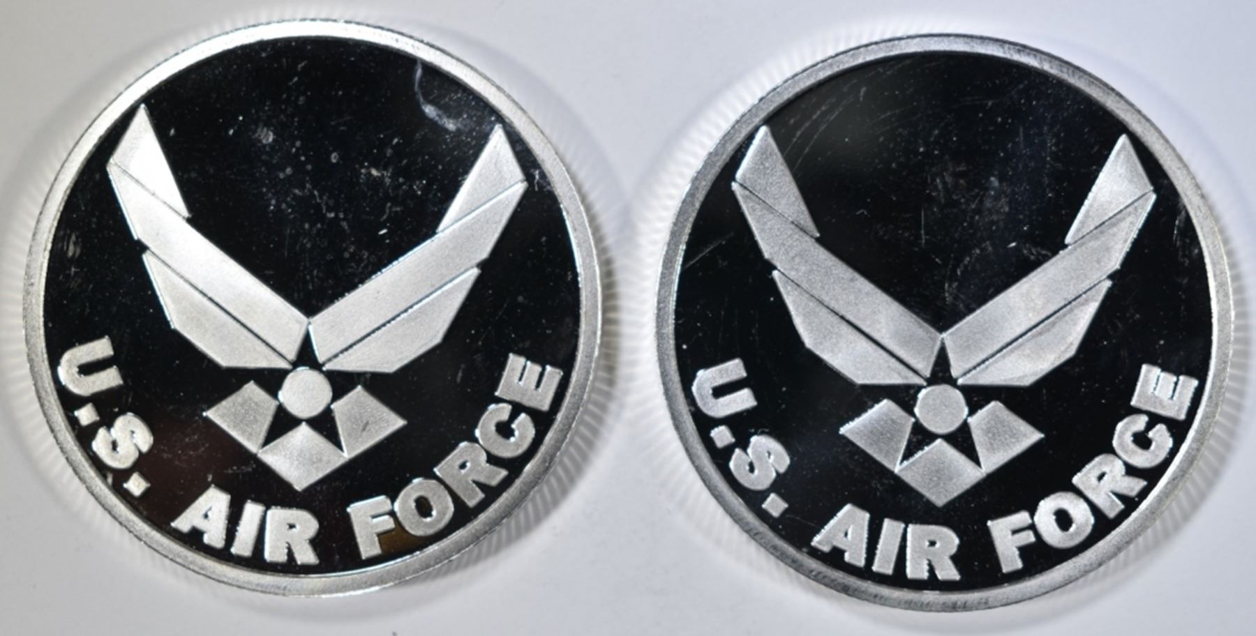 2- AIR FORCE 1oz .999 SILVER ROUNDS