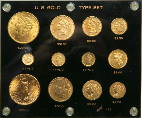 U.S. 12 piece Gold Type Set