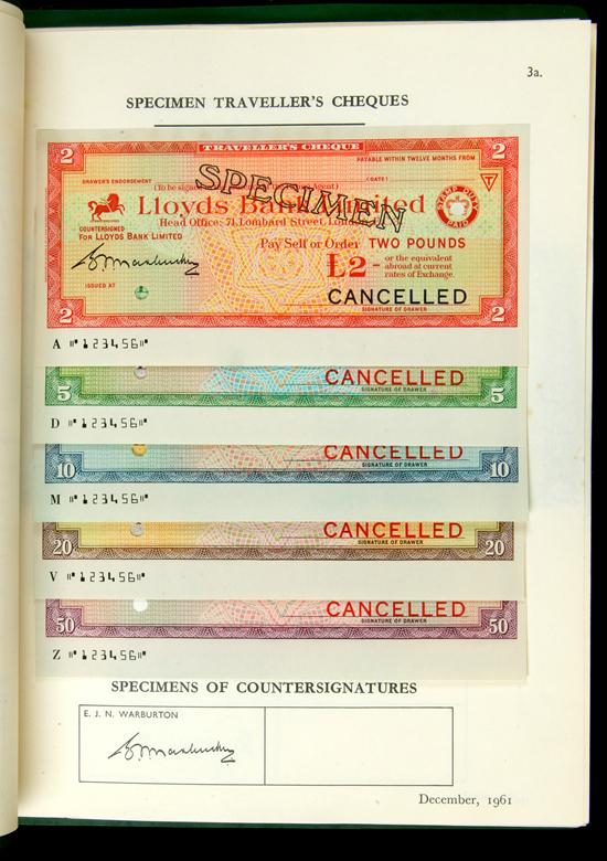 Lloyds Bank Travellers' Cheques and Letters of