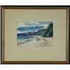 PAIR WATERCOLOR JULE H. KULLBERG BEACH SCENE