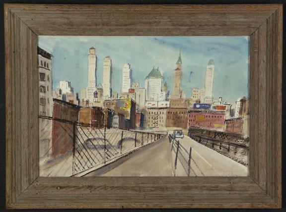 WATERCOLOR ON PAPER LISEL SALZER ''THE CITY''