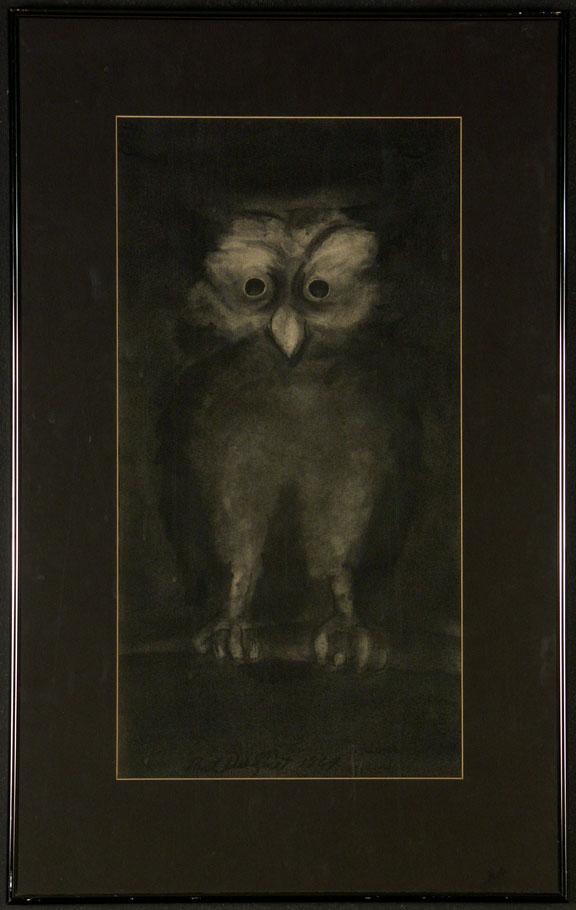 CHARCOAL ON PAPER PAUL DAHLQUIST OWL