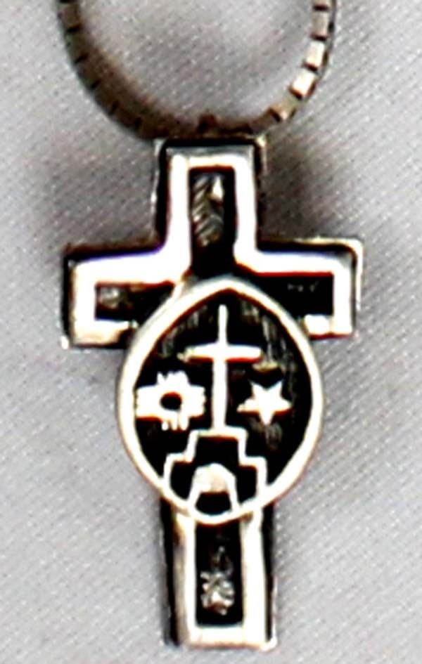 Native American Silver Cross Pendant Necklace