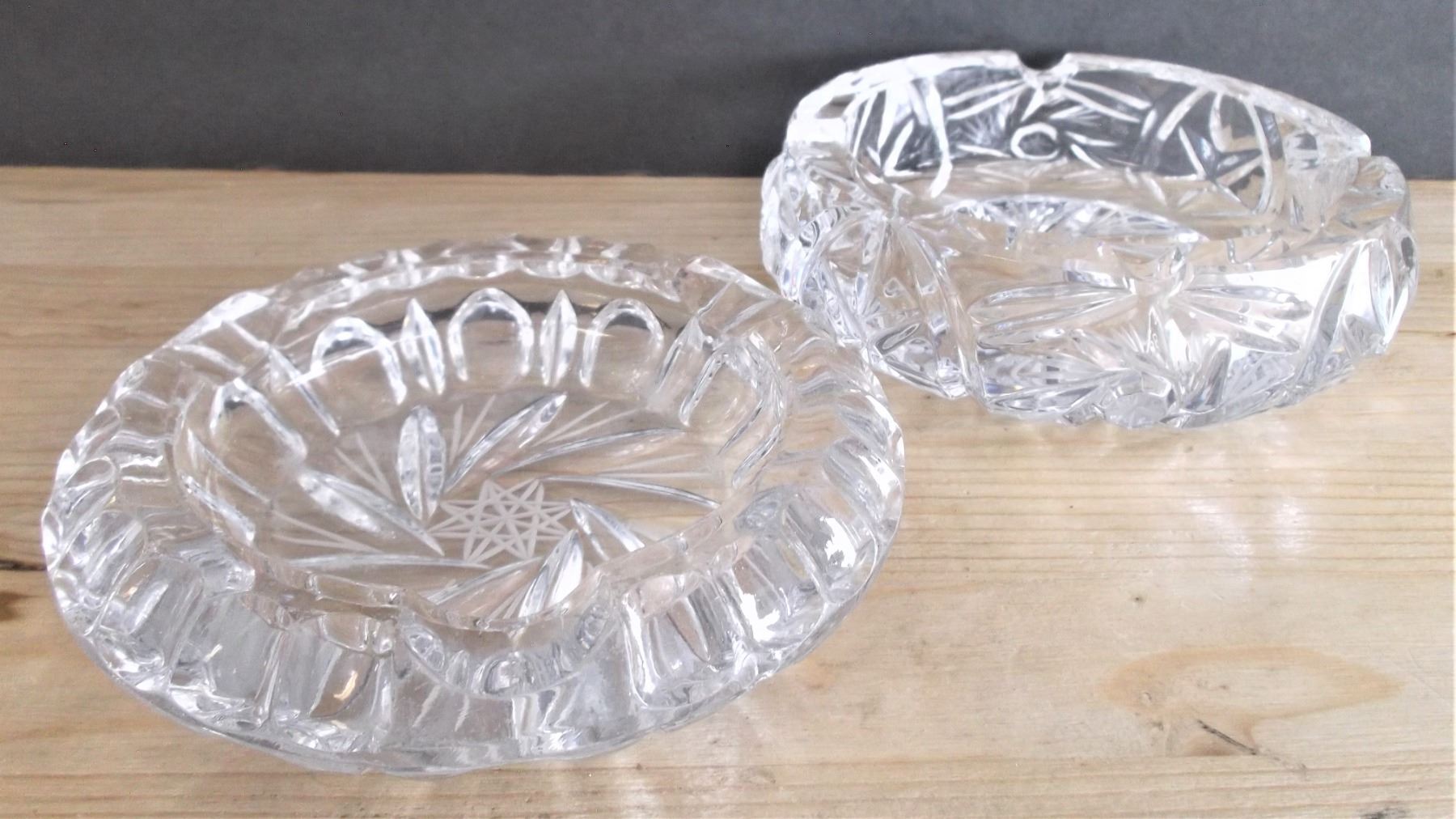 TWO Lead Crystal Ash Trays