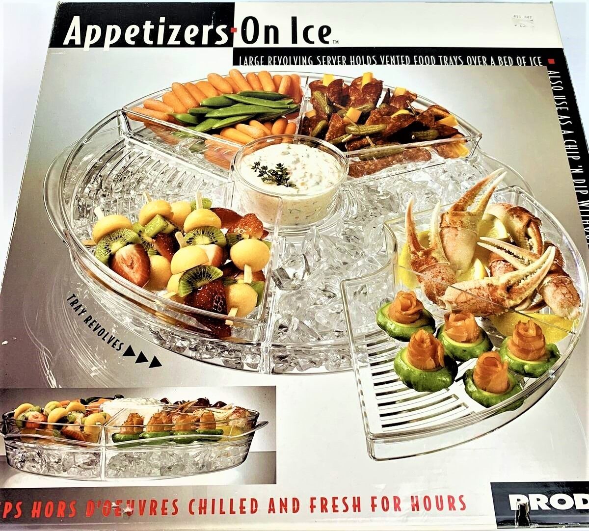Prodyne Clear Plastic Appetizer Tray Large Revolving Server Holds Trays ...