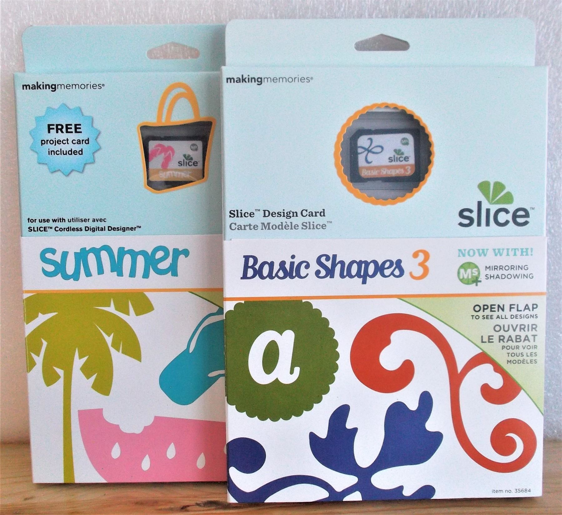 TWO Slice Design Cards - Summer and Basic Shapes 3 - Appear New