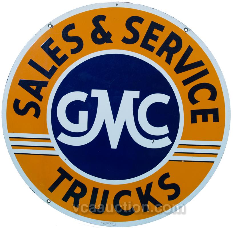 GMC Trucks Double Sided Porcelain Sign - 42" Diam.
