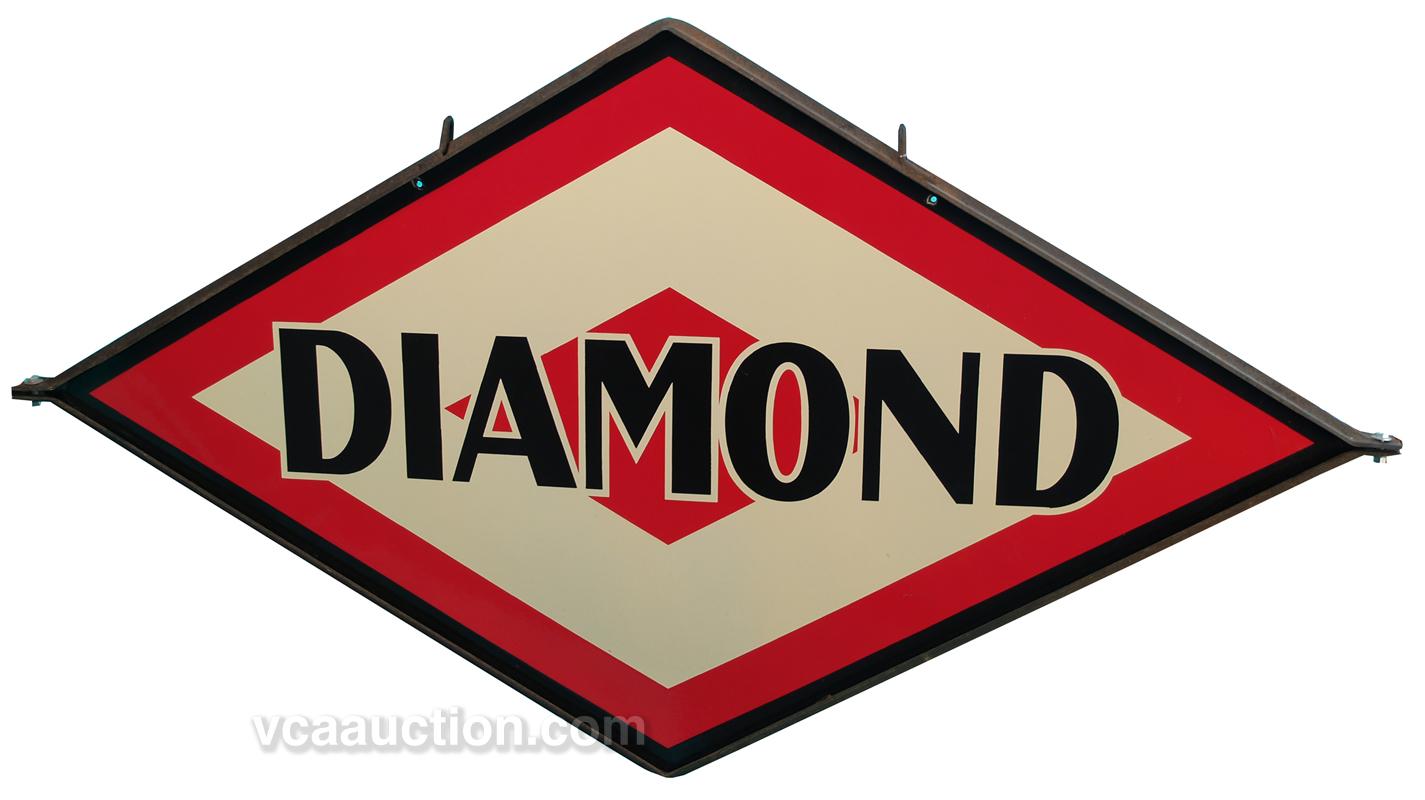 Diamond Double Sided Porcelain Sign w/ Original Ring, D