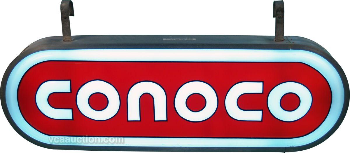 Conoco Light-Up Double Sided Plastic Sign In Aluminum F