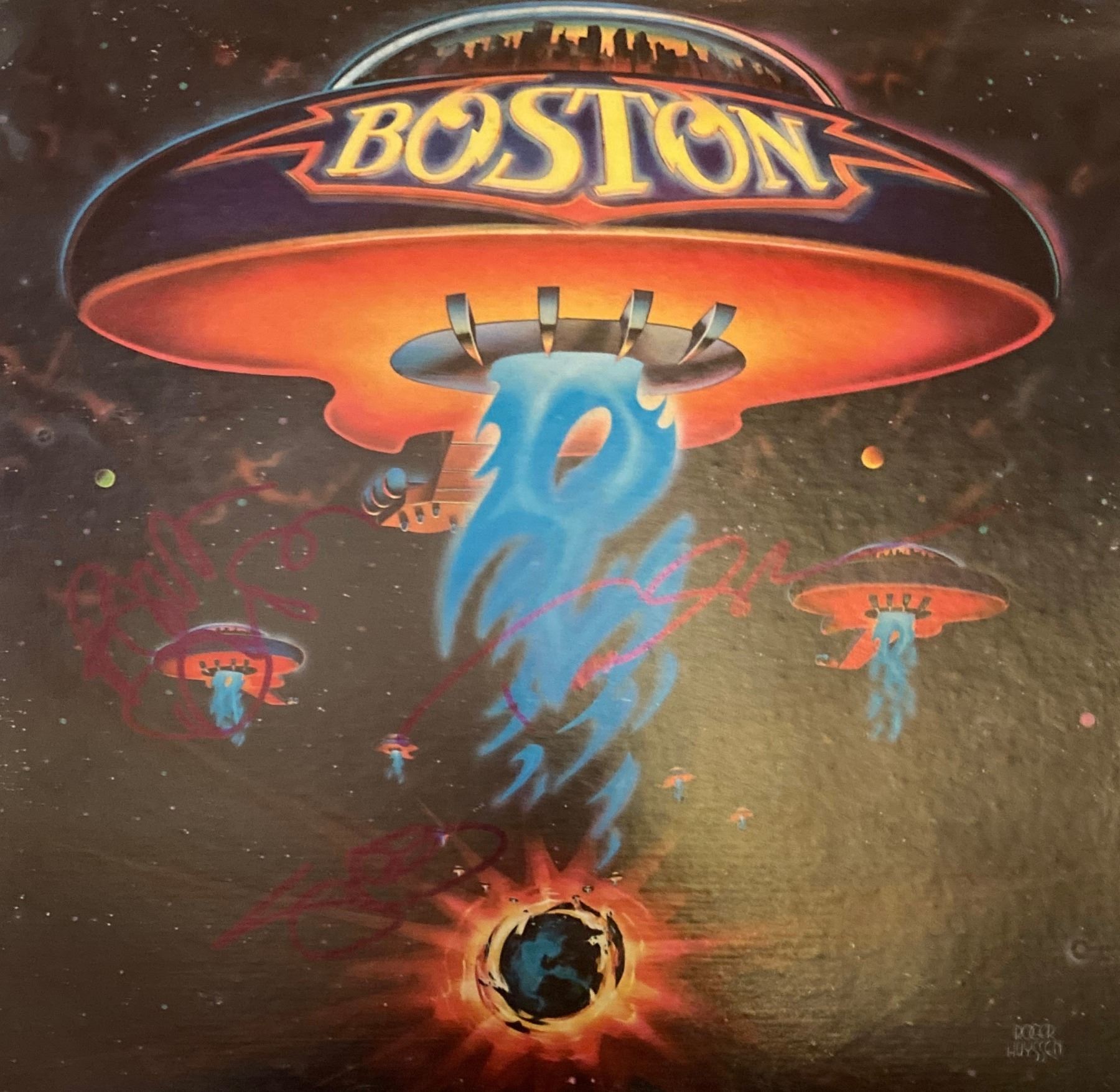 Signed Boston Album Cover (their 1976 debut album)