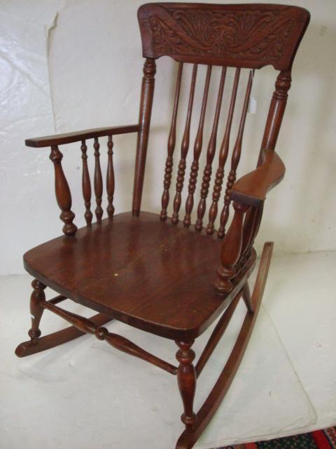 Oak Pressed Back Rocker: