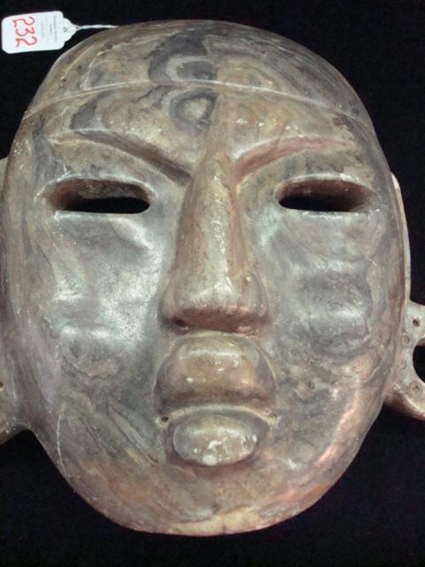 MAYA Polished Stone Death Mask with Ear Pieces: