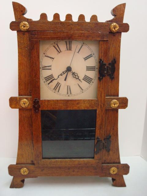 Oak Case Mission Style Shelf Clock:
