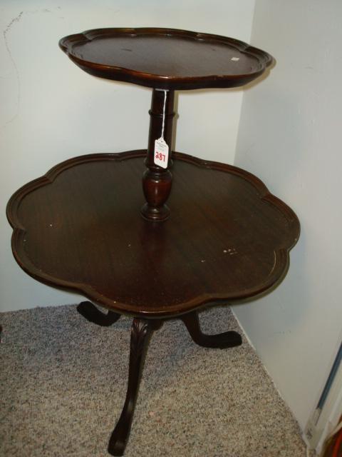 2 Tiered Mahogany Lobed Edge Muffin Table: