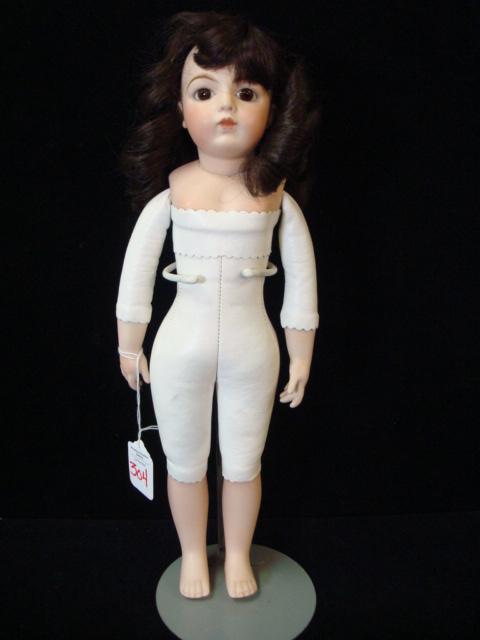 Reproduction Porcelain BRU Doll with Kid Body: