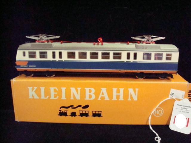 Five KLEINBAHN HO Scale Train Cars and Trolley Engine: