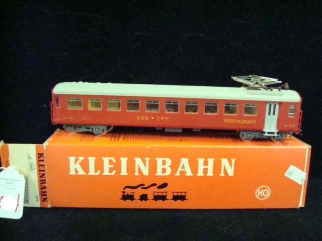 Five KLEINBAHN HO Scale Train Cars and Trolley Engine: