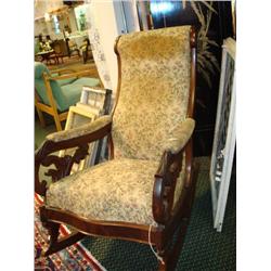 Walnut Upholstered Lincoln Style Rocker: