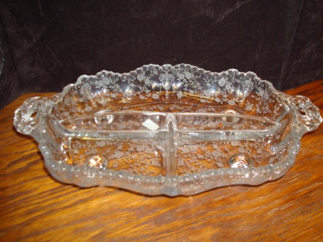 CAMBRIDGE Rose Point Crystal Plates, Relish, Sugar: