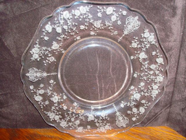 CAMBRIDGE Rose Point Crystal Plates, Relish, Sugar: