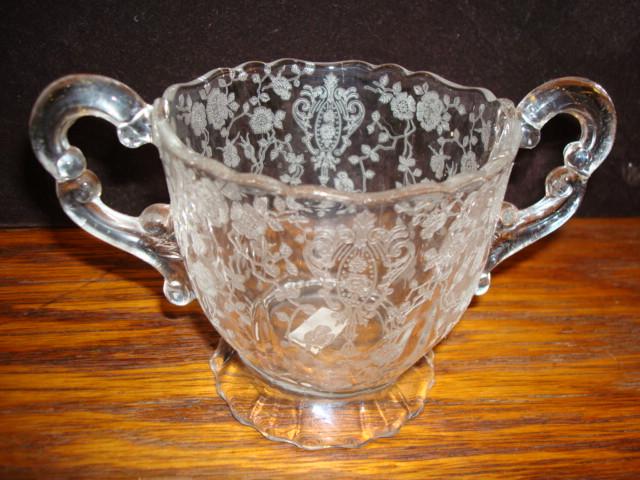 CAMBRIDGE Rose Point Crystal Plates, Relish, Sugar: