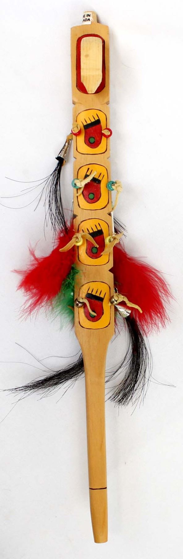 Native American Ojibwe Carved Wood Pipe Stem