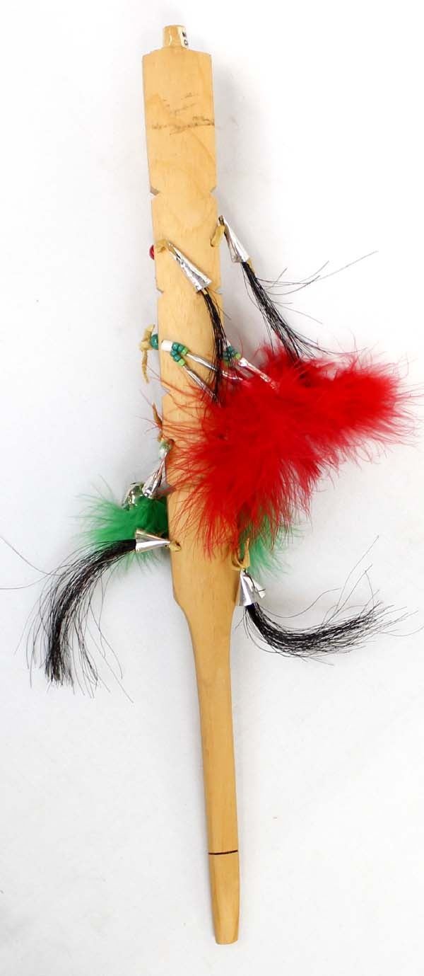 Native American Ojibwe Carved Wood Pipe Stem