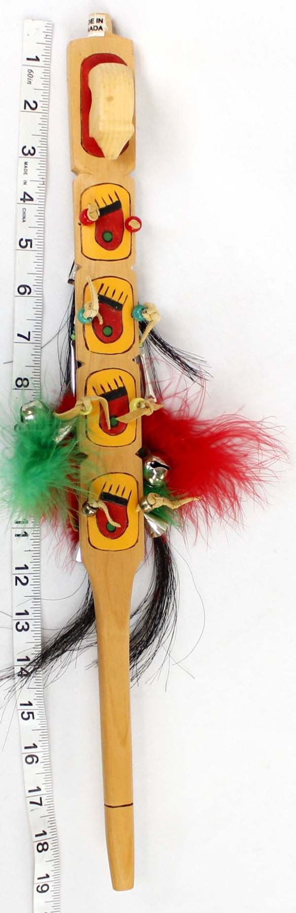 Native American Ojibwe Carved Wood Pipe Stem