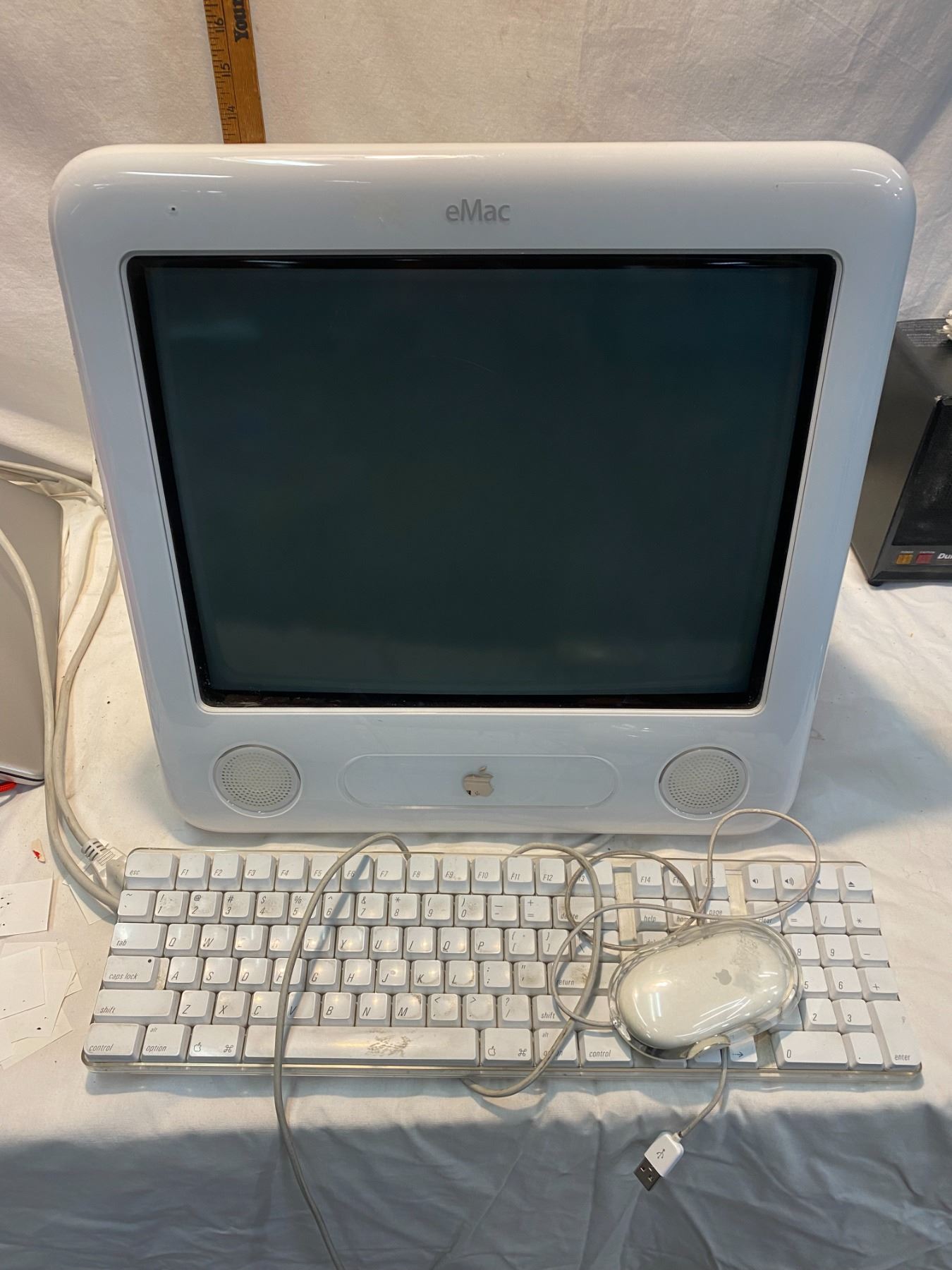 EMac computer, keyboard and mouse