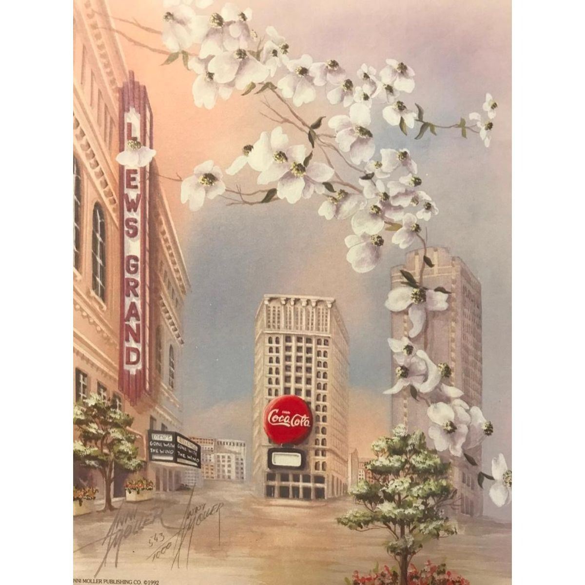 Rare Vintage Atlanta Landmarks, Anni Moller Signed Print