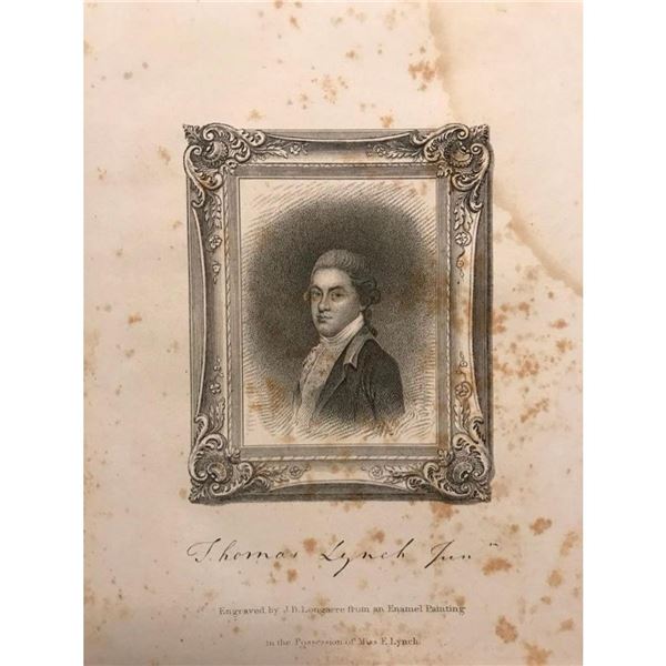 19thc Longacre Engraving, Thomas Lynch Jr., Declaration of Independence