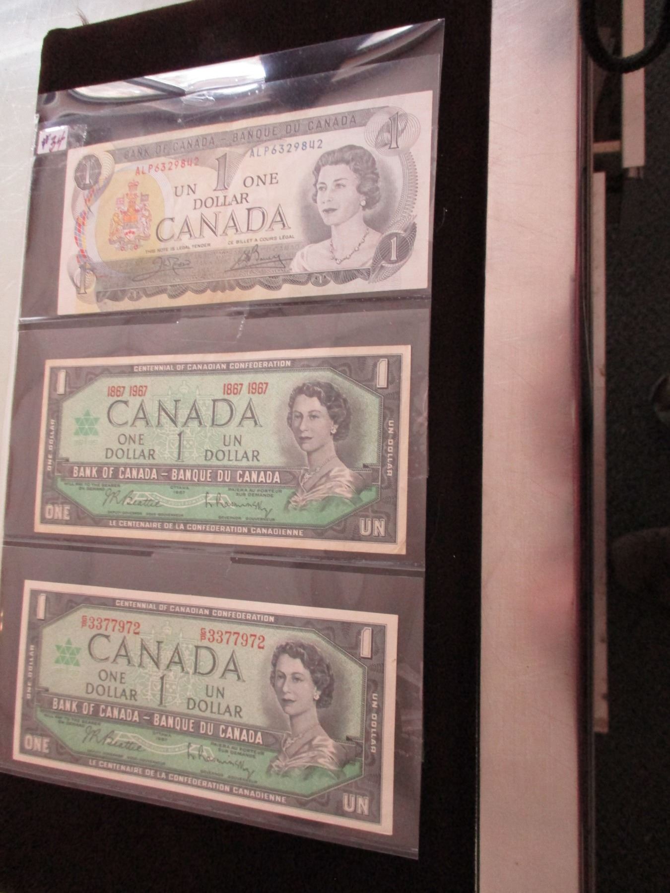 1973, 1967 NO SERIAL NUMBER, 1967 SERIAL NUMBER CANADA $1 BILLS