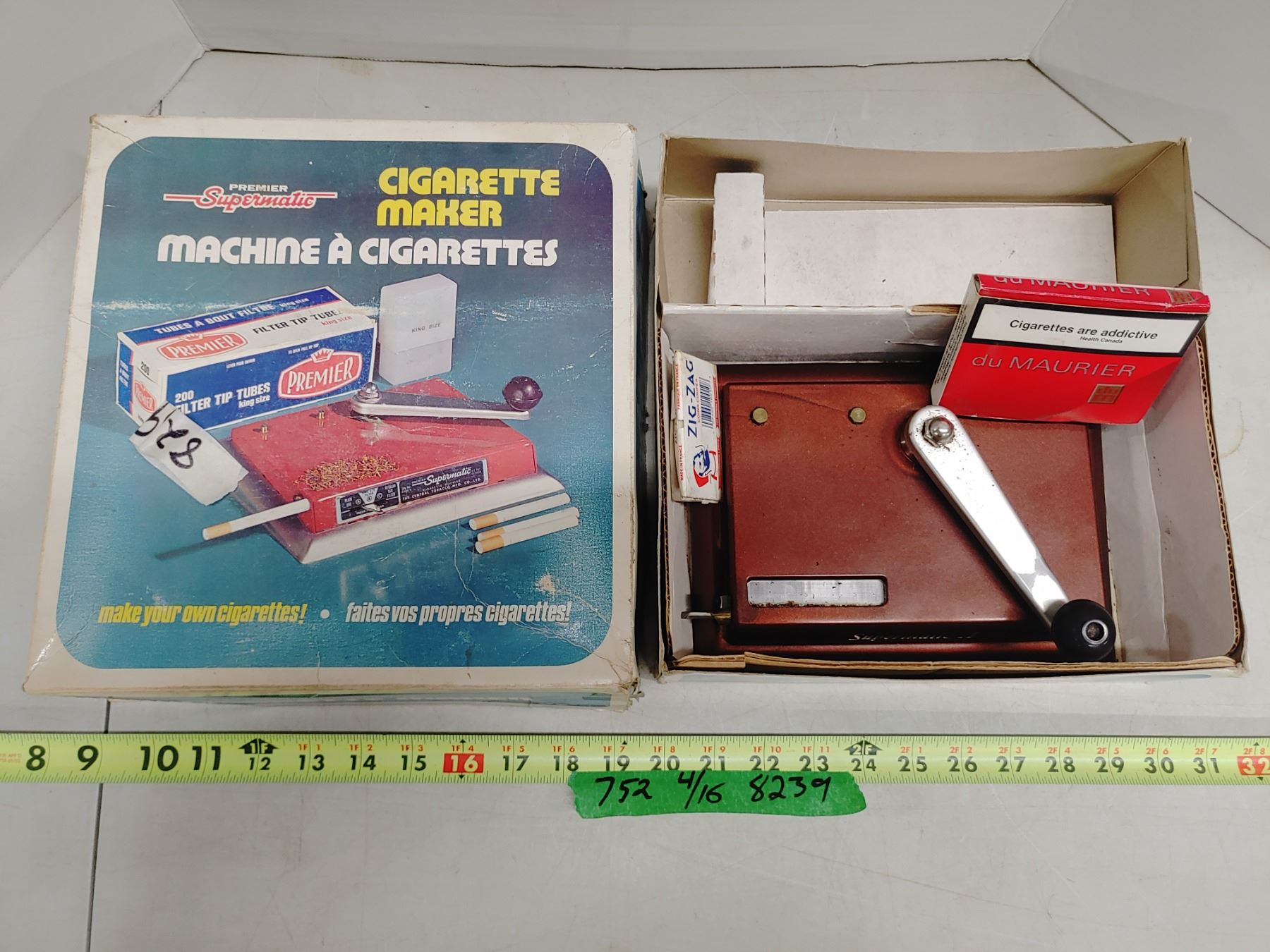 Premier Supermatic Cigarette Machine W/ Zig Zags and Cigarettes