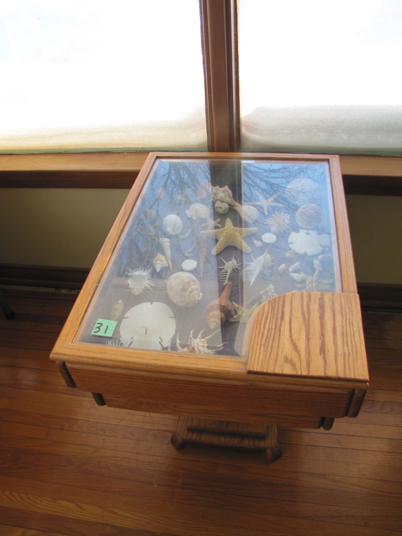 wood and beveled glass display end table. approximately 20 x 27 by 24 ...