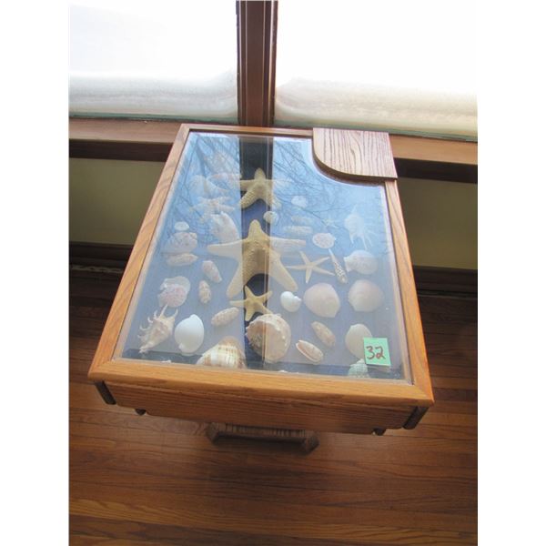 wood and beveled glass display end table. approximately 20 x 27 by 24 ...