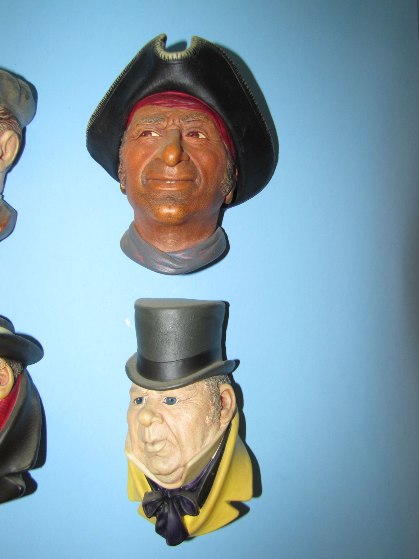 set of 6 vintage Bossons chalkware heads