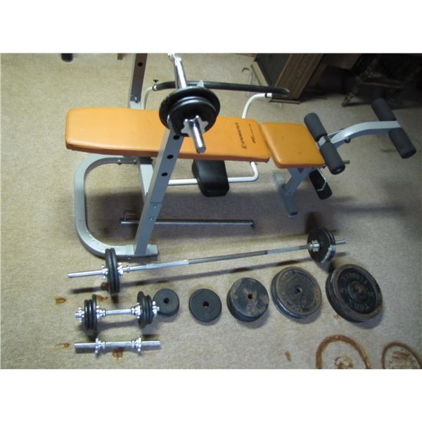 energetics basic bench 180 with weights. the weights have been sitting ...